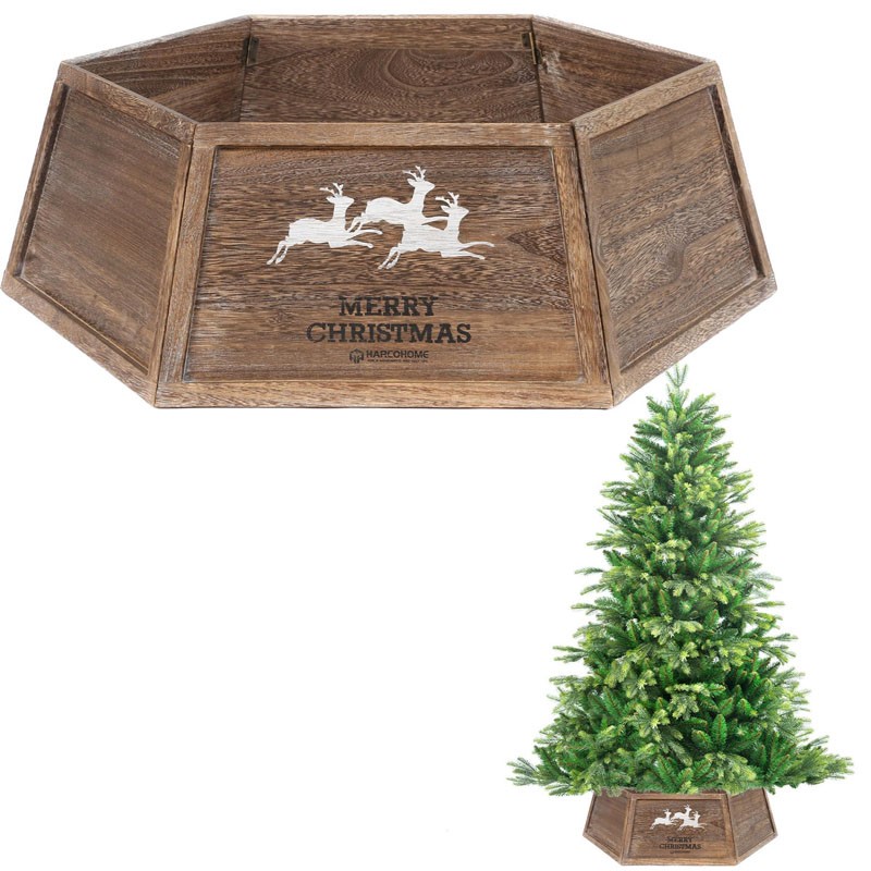 CHRISTMAS TREE SKIRT 80CM HEXAGON WOOD | EFG Housewares